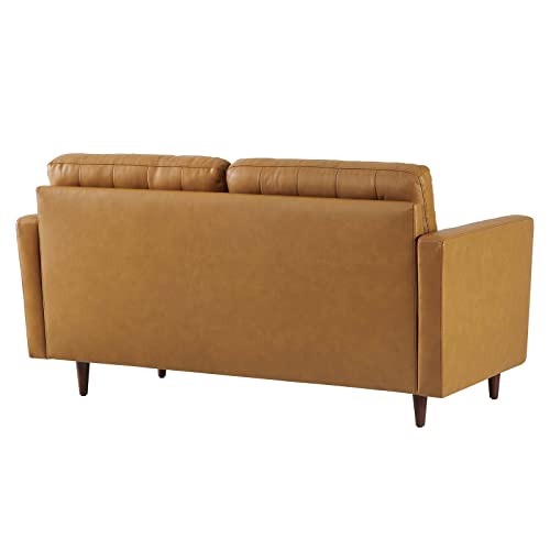 Modway Exalt Tufted Vegan Leather Loveseat, Tan