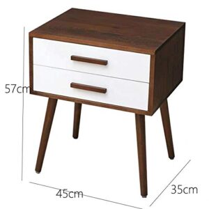 SJYDQ Retro Bedside Table Minimalist Bedside Table, Double Drawer Design Bedside Table