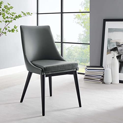 Modway Viscount Vegan Leather Dining Chair Set of 2, Grey