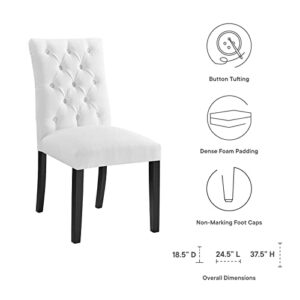 Modway Duchess Modern Tufted Button Upholstered Fabric Parsons Two Dining Chairs in White