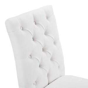 Modway Duchess Modern Tufted Button Upholstered Fabric Parsons Two Dining Chairs in White