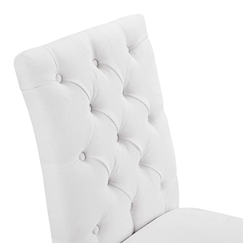 Modway Duchess Modern Tufted Button Upholstered Fabric Parsons Two Dining Chairs in White