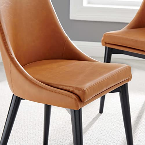 Modway Viscount Vegan Leather Dining Chair Set of 2, Tan