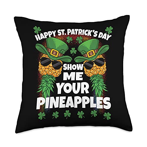 Swinger Upside Down Pineapple Apparel Show Me Your Pineapples Swinging St Patricks Day Swinger Men Throw Pillow, 18x18, Multicolor