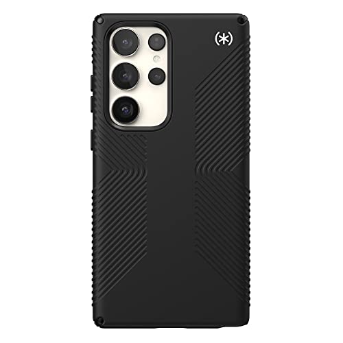 Speck Samsung Galaxy S23 Ultra Case - Drop Protection, Scratch Resistant & Shock-Absorbent Protective Case for Galaxy S23 Ultra - Slim Design with Extra Grip Protection - Black, White Presidio2