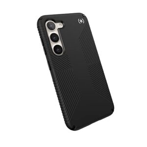 speck black samsung galaxy s23 case - drop protection, extra grip, scratch resistant & shock-absorbent case for galaxy s23 - slim design grip protection s23 black case - grip case presidio2