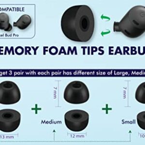 3X Pair Memory Foam Comfort Eartip Ear Bud Replacement For Google Pixel Buds Pro,Anti-Slip Ear Tip For Google True Wireless Earphone,Noise Cancellation,Soft Earbuds memory Foam Tip (Size: Mixed L/M/S)