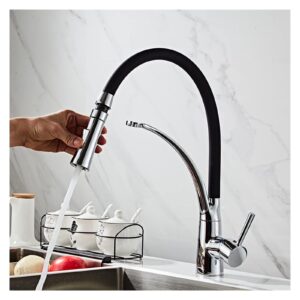 Black Brass Kitchen Faucet Pull Out Rotation Mixer Taps Hot and Cold Water Crane Kitchen Tap 6077 ( Color : ORB )