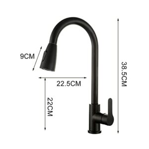 Brushed Nickel Kitchen Faucet Single Hole Pull Out Spout Kitchen Sink Mixer Tap Stream Sprayer Head Chrome/Black Mixer Tap ( Color : Brushed )