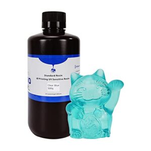 Photopolymer Resin, 3D Printer Resin High Toughness 405nm Wavelengh Quick Curing Better Effect 500g LCD DLP for Model(Transparent Blue)