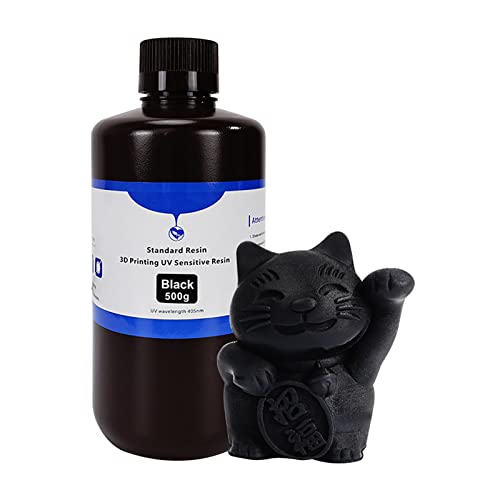 Photopolymer Resin, 3D Printer Resin High Toughness 405nm Wavelengh Quick Curing Better Effect 500g LCD DLP for Model(Black)