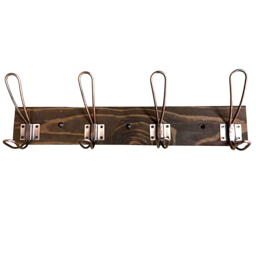 1907 CO Rustic Coat Rack with 4 Hanging Hooks for Hats, Jackets, Hats or Umbrellas, Heavy Duty Wooden Farmhouse Wall Mount, Entryway, Living Room, Hallway, and Mudroom, 17” Long