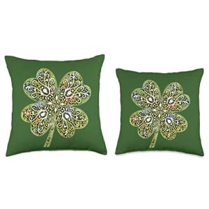 Itty Bitty Owl Celtic Digital Art Irish Shamrock Throw Pillow, 18x18, Multicolor