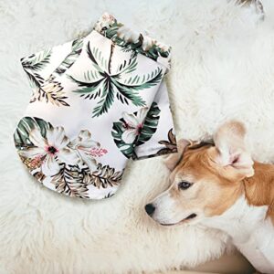 Pet Summer T Shirts Hawaii Style Floral Dog Shirt Hawaiian Printed Pet T Shirts Breathable Cool Clothes Beach Seaside Puppy Shirt Sweatshirt for Small Puppy Dog Sweater Large Size Dog Girl (White, M)