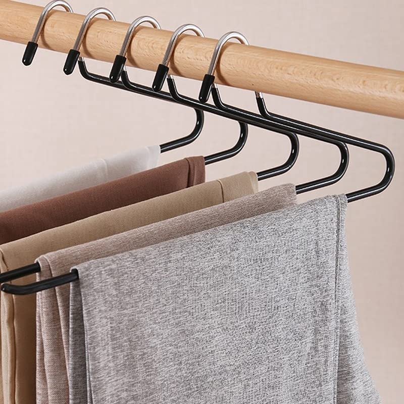 IULJH Metal Opening Seamless Hanger Household Bold Thickening Trousers Rack Z-Shaped Trousers Rack Household Storage Supplies