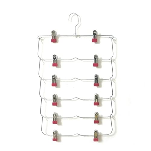 IULJH 1PC Multilayer Clothes Hangers with 12 Clips Clothing Storage Rack Holder Drying Wardrobe Folding Pants Clothes Metal Skirt Rack ( Color : E )