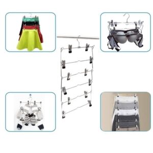 IULJH 1PC Multilayer Clothes Hangers with 12 Clips Clothing Storage Rack Holder Drying Wardrobe Folding Pants Clothes Metal Skirt Rack ( Color : E )