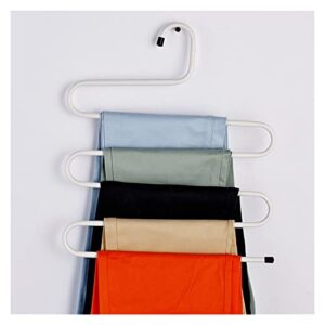 iuljh 5 layers s shape iron wardrobe storage hangers pants trousers hanger multi-layers clothing storage rack closet space saver rack ( color : d )