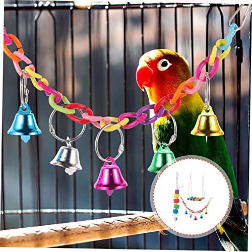 Balacoo Toy 1 Set Grinding Cockatiel s Parrot Accessory Supply Hanging Love Decor Wooden Bell Plaything Foraging Household Chewing Grey Birds Suspending Parakeet for Conure Finches