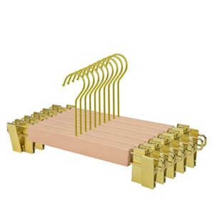 iuljh solid wood trousers clip clothing store special adult wooden golden hook hakama rack non-slip pants rack