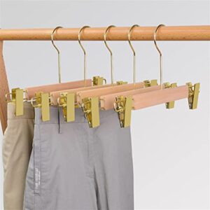 IULJH Solid Wood Trousers Clip Clothing Store Special Adult Wooden Golden Hook Hakama Rack Non-Slip Pants Rack