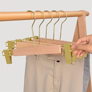 IULJH Solid Wood Trousers Clip Clothing Store Special Adult Wooden Golden Hook Hakama Rack Non-Slip Pants Rack