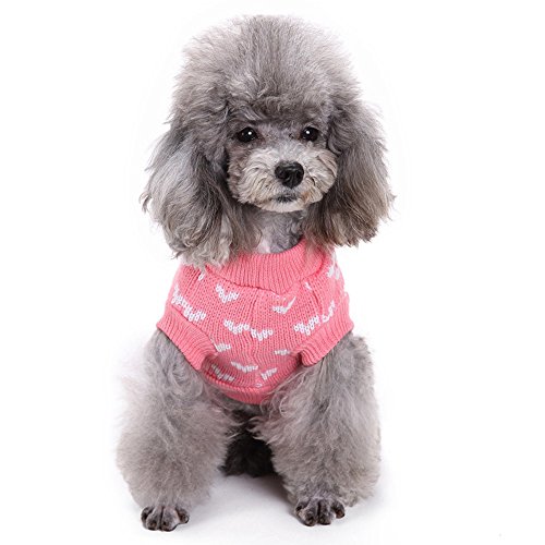 Dog Sweater for Large Dogs Boy Pink Heart Round Neck Small Pet Dog Cute Clothes Puppy Sweater Small Dog Winter