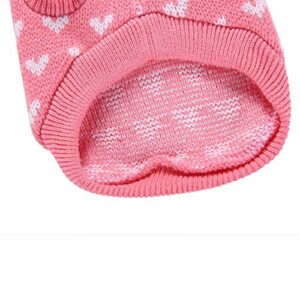 Dog Sweater for Large Dogs Boy Pink Heart Round Neck Small Pet Dog Cute Clothes Puppy Sweater Small Dog Winter