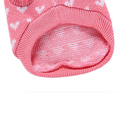 Dog Sweater for Large Dogs Boy Pink Heart Round Neck Small Pet Dog Cute Clothes Puppy Sweater Small Dog Winter