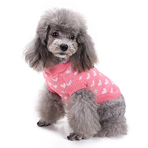 Dog Sweater for Large Dogs Boy Pink Heart Round Neck Small Pet Dog Cute Clothes Puppy Sweater Small Dog Winter