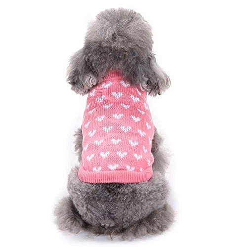 Dog Sweater for Large Dogs Boy Pink Heart Round Neck Small Pet Dog Cute Clothes Puppy Sweater Small Dog Winter