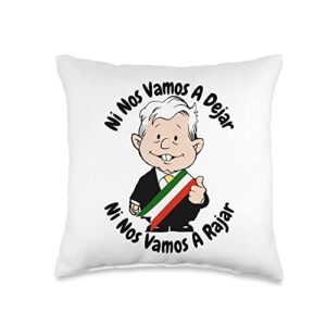 amlo amlito cartoon mexican president peluche amlo amlito dejar ni nos vamos a rajar mexico throw pillow, 16x16, multicolor