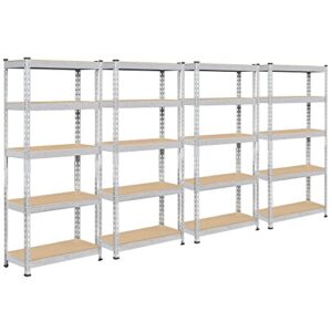 topeakmart 4 pcs 5-tier utility shelves, metal storage shelves garage shelving unit adjustable garage storage shelves storage racks heavy duty shed shelving- silver, 27.5 x 12 x 60 inch