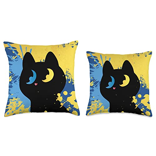 Patriotic ukraine Designs Ukrainian Ukraine Flag cat Lovers Throw Pillow, 18x18, Multicolor