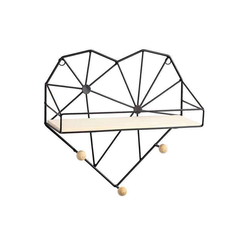 TJLSS Simple Geometric Heart Shape Floating Shelf Iron Home Living Room Wall Hanging Art Decoration Accessories Set