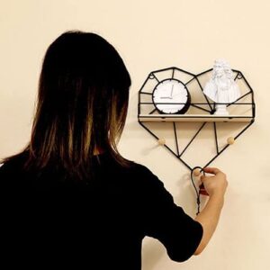 TJLSS Simple Geometric Heart Shape Floating Shelf Iron Home Living Room Wall Hanging Art Decoration Accessories Set