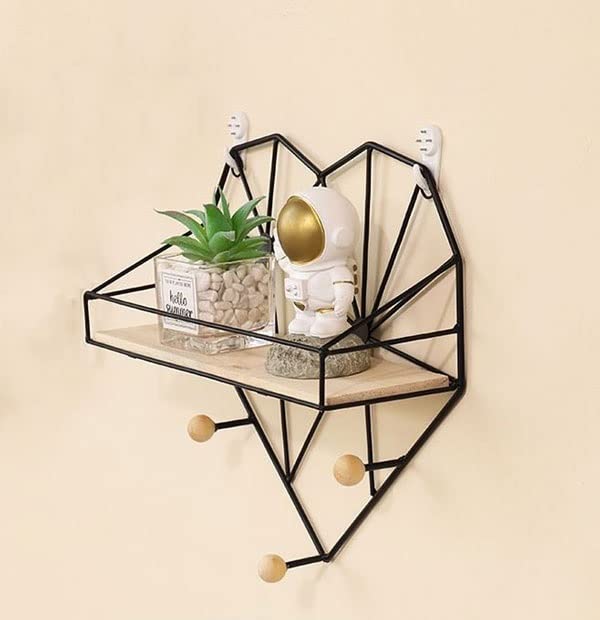 TJLSS Simple Geometric Heart Shape Floating Shelf Iron Home Living Room Wall Hanging Art Decoration Accessories Set