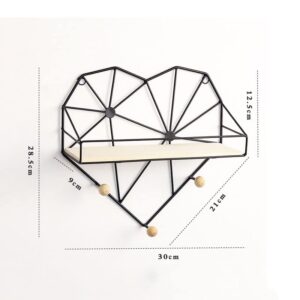 TJLSS Simple Geometric Heart Shape Floating Shelf Iron Home Living Room Wall Hanging Art Decoration Accessories Set