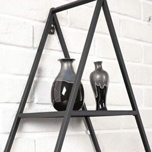 TJLSS 3 Tier Triangular Matte Black Metal Display Shelf, Wall Mounted Rack