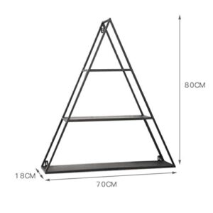 TJLSS 3 Tier Triangular Matte Black Metal Display Shelf, Wall Mounted Rack