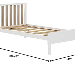 Max & Lily Twin Bed, Scandinavian Modern Bed for Kids, Solid Wood Twin Bed Frame with Headboard, No Box Spring Needed, White/Blonde