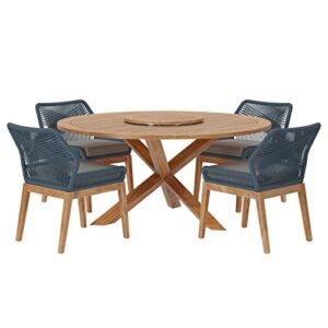 modway wellspring dining set, blue graphite