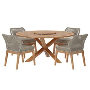 modway wellspring dining set, light gray greige