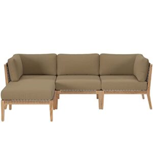 modway clearwater sectional, 4-piece set, gray light brown