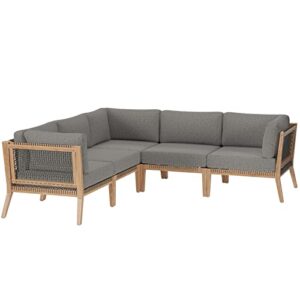 modway clearwater sectional, 5-piece set, gray graphite