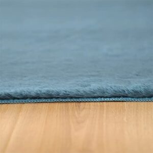 KASENTEX Fluffy Faux Fur Soft Area Rugs for Bedroom Living Room Carpet, Home Fuzzy Plush Rug for Dorm, Anti-Slip Rug, 4 x 6 Feet, Blue