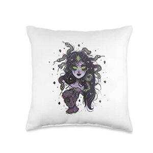 medusa art in greek mythology medusa head throw pillow, 16x16, multicolor