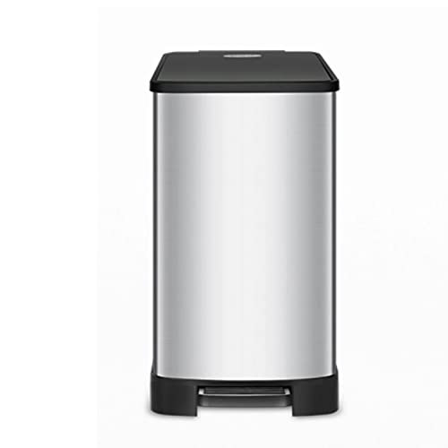 XBWEI Step Bins Stainless Steel Satin Square Trash Can Garbage Storage Container Bathroom Kitchen Pedal Dustbin ( Color : D , Size : 20L )