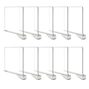 articyard acrylic shelf dividers – 10 pcs adjustable clear plastic separators for wooden shelves, shelf dividers for closet organization, perfect for bedroom, kitchen cabinets, bookshelf, office