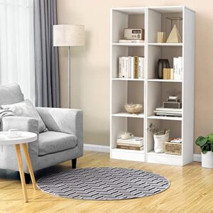 Giantex 56" Tall 4 Cube Bookcase White - Freestanding 15" Wide 5-Tier Narrow Open Display Bookshelf with 4 Anti-Tipping Kits, Wooden Cube Storage Organizer for Small Place, Living Room, Bedroom